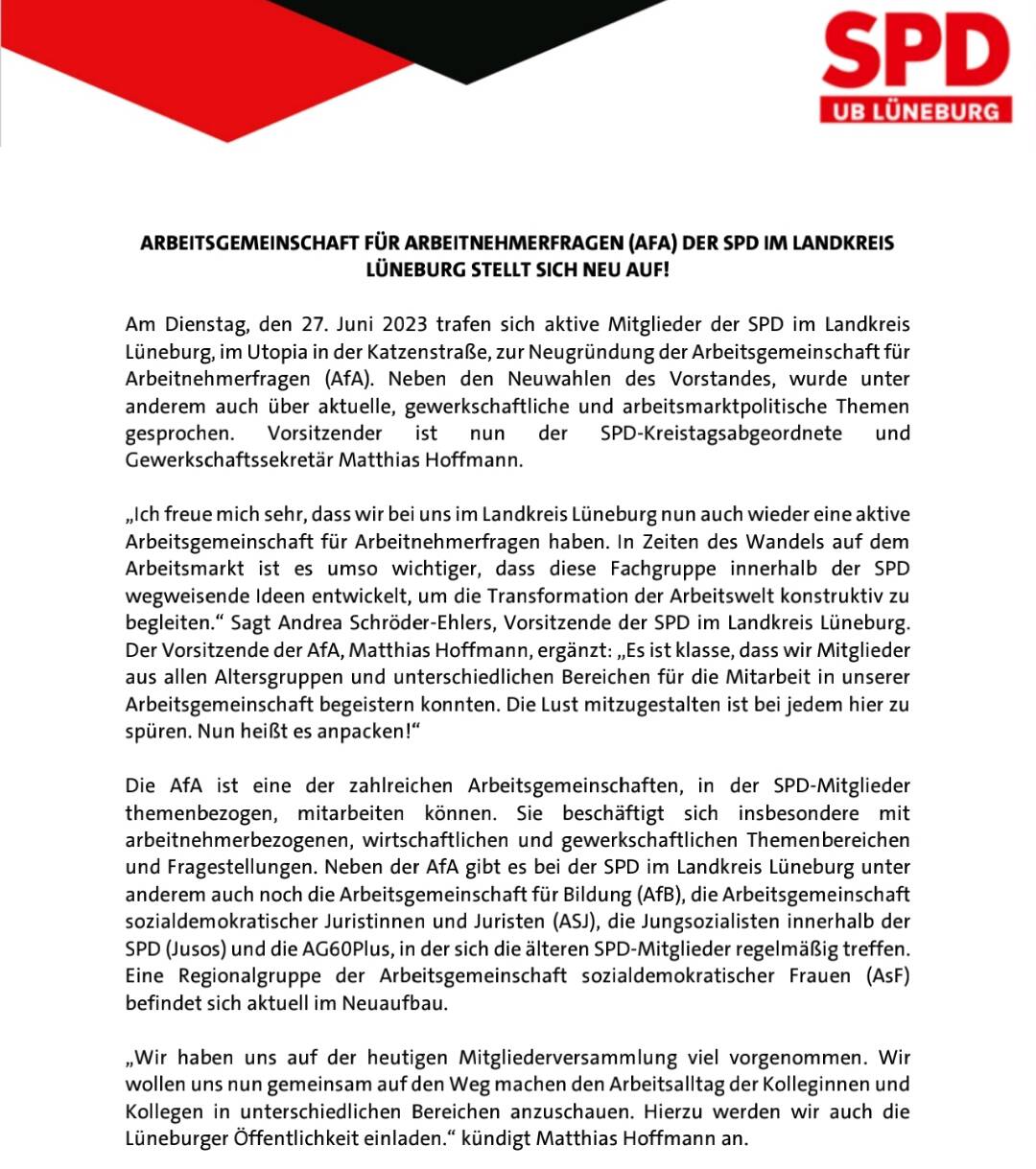 SPD Pressemitteilung - Lüneburg Aktuell